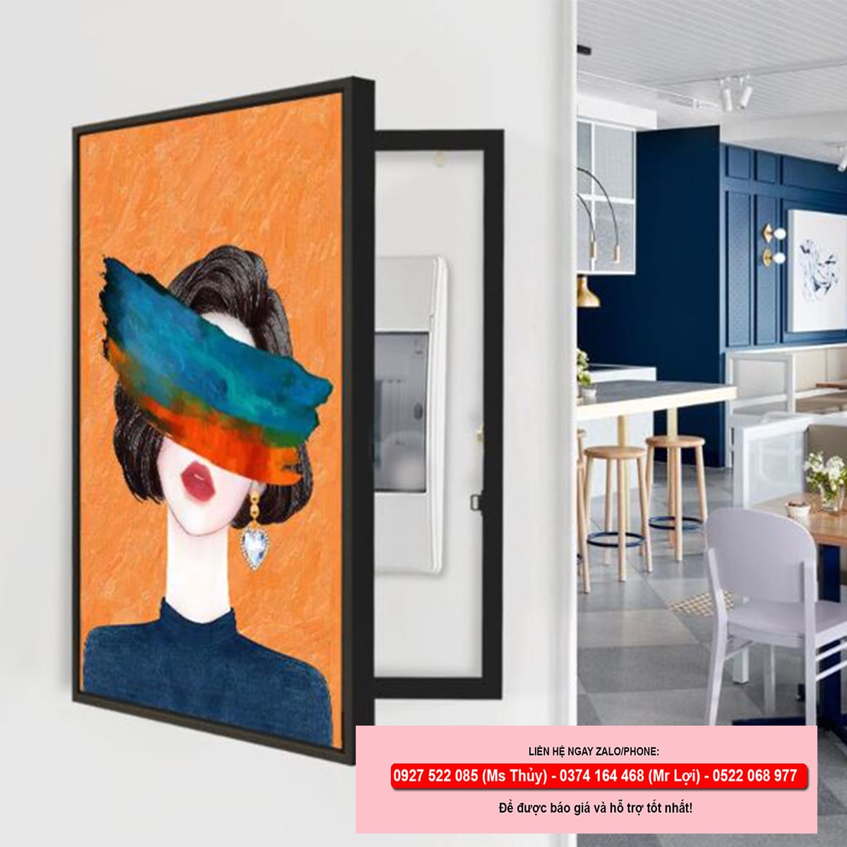 Tranh che ổ điện hiện đại dạng lật - Tranh 3D Minh Lợi