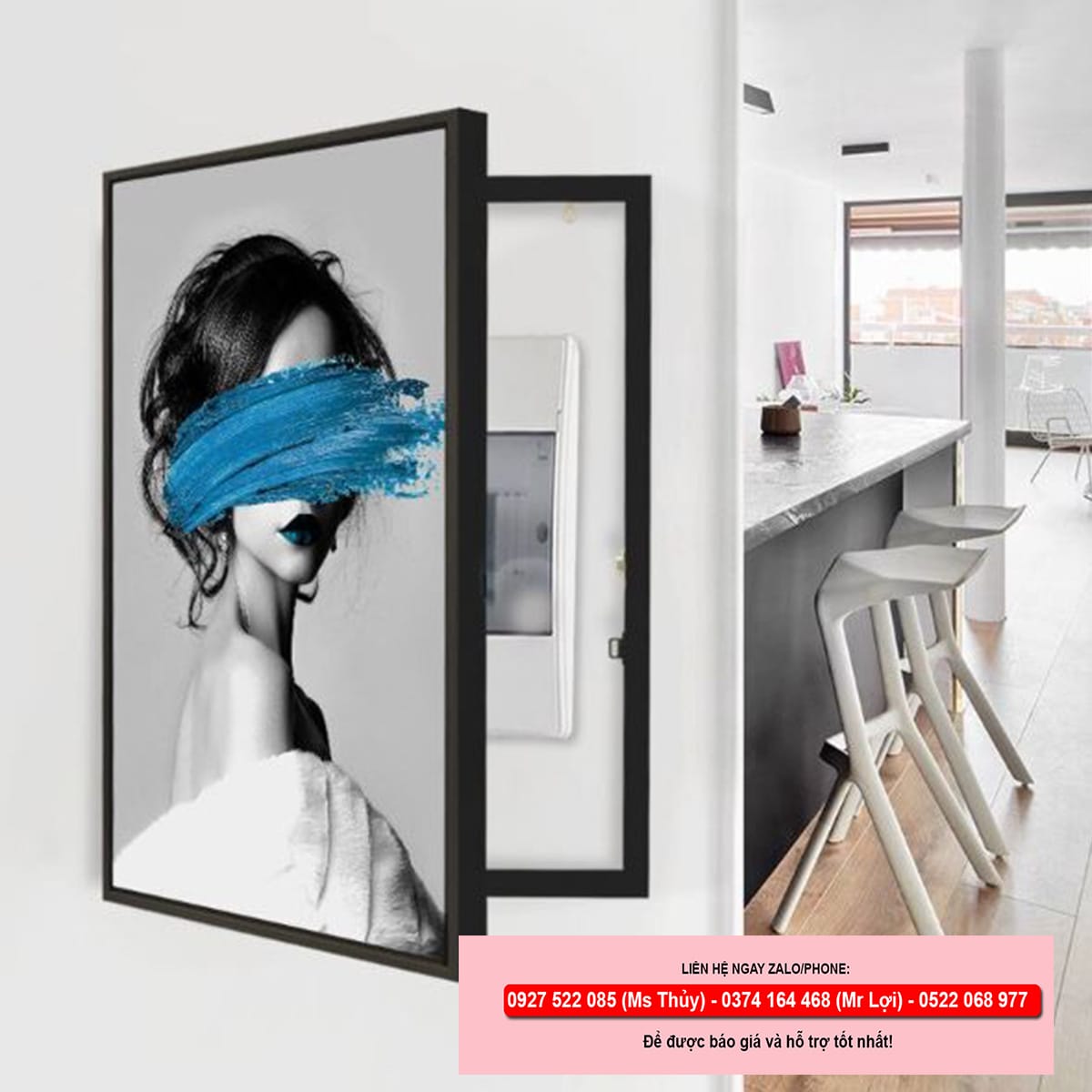 Tranh che ổ điện hiện đại dạng lật - Tranh 3D Minh Lợi