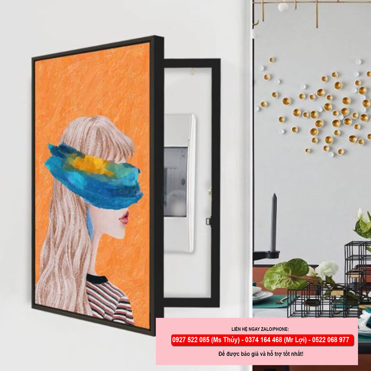 Tranh che ổ điện hiện đại dạng lật - Tranh 3D Minh Lợi