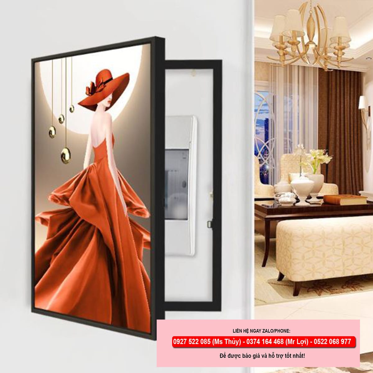 Tranh che ổ điện hiện đại dạng lật - Tranh 3D Minh Lợi